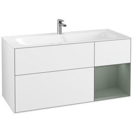 Villeroy & Boch Villeroy und Boch Finion Waschtischunterschrank F070GMGF 119,6x59,1cm, Regal rechts Olive Matt Lacquer, Glossy white lacquer