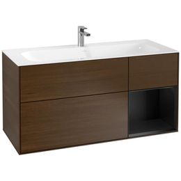 Villeroy & Boch Villeroy und Boch Finion Waschtischunterschrank F070PDGN 119,6x59,1cm, Regal rechts Black matt lacquer, Walnut veneer