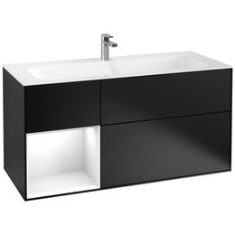 Villeroy & Boch Villeroy und Boch Finion Waschtischunterschrank F060GFPD 119,6x59,1cm, Regal links Glossy white lacquer, Black matt lacquer