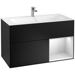 Villeroy & Boch Villeroy und Boch Finion Waschtischunterschrank G040MTPD 99,6x59,1cm, Emotion, Regal rechts White matt lacquer, Black matt lacquer