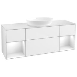 Villeroy & Boch Villeroy und Boch Finion Waschtischunterschrank FD01GFGF 120cm, Abdeckplatte white matt, Regale Glossy white lacquer, Glossy white lacquer