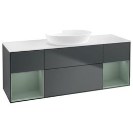 Villeroy & Boch Villeroy und Boch Finion Waschtischunterschrank FD01GMHG 120cm, Abdeckplatte white matt, Regale Olive matt lacquer, Midnight Blue Matt Lacquer