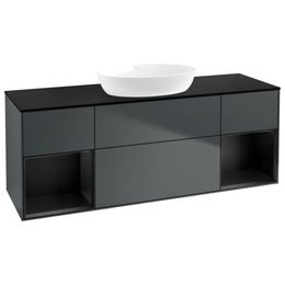 Villeroy & Boch Villeroy und Boch Finion Waschtischunterschrank FD02PDHG 120cm, Abdeckplatte black matt, Regale Black matt lacquer, Midnight Blue Matt Lacquer