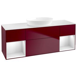 Villeroy & Boch Villeroy und Boch Finion Waschtischunterschrank FD01MTHB 120cm, Abdeckplatte white matt, Regale White matt lacquer, Peony Matt