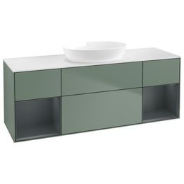 Villeroy & Boch Villeroy und Boch Finion Waschtischunterschrank FD01HGGM 120cm, Abdeckplatte white matt, Regale Midnight matt lacquer, Olive Matt Lacquer