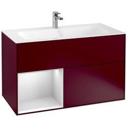 Villeroy & Boch Villeroy und Boch Finion Waschtischunterschrank G030MTHB 99,6x59,1cm, Wandbeleuchtung, Regal links White matt lacquer, Peony Matt