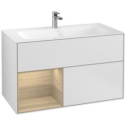 Villeroy & Boch Villeroy und Boch Finion Waschtischunterschrank G030PCMT 99,6x59,1cm, Wandbeleuchtung, Regal links Oak Veneer, White matt lacquer