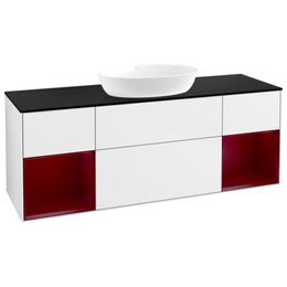 Villeroy & Boch Villeroy und Boch Finion Waschtischunterschrank GD02HBGF 120cm, Abdeckplatte black matt, Emotion, Regale Peony matt lacquer, Glossy white lacquer