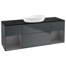 Villeroy & Boch Villeroy und Boch Finion Waschtischunterschrank GD02GKHG 120cm, Abdeckplatte black matt, Emotion, Regale Anthracite matt lacquer, Midnight Blue Matt Lacquer