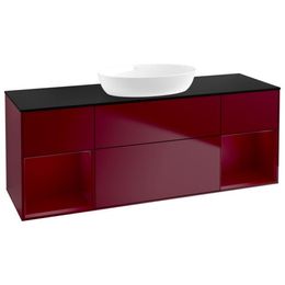 Villeroy & Boch Villeroy und Boch Finion Waschtischunterschrank GD02HBHB 120cm, Abdeckplatte black matt, Emotion, Regale Peony matt lacquer, Peony Matt