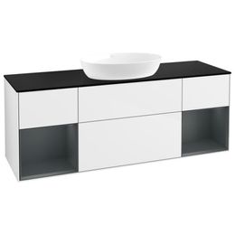 Villeroy & Boch Villeroy und Boch Finion Waschtischunterschrank GD02HGGF 120cm, Abdeckplatte black matt, Emotion, Regale Midnight matt lacquer, Glossy white lacquer