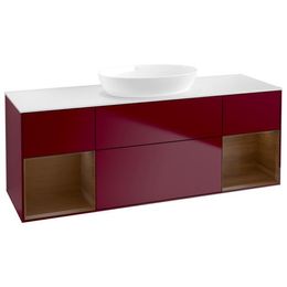 Villeroy & Boch Villeroy und Boch Finion Waschtischunterschrank GD01GNHB 120cm, Abdeckplatte white matt, Emotion, Regale Walnut Veneer, Peony Matt
