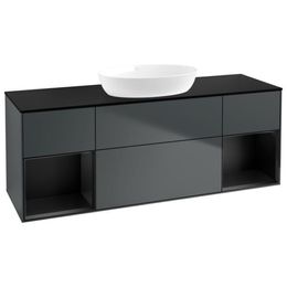 Villeroy & Boch Villeroy und Boch Finion Waschtischunterschrank GD02PDHG 120cm, Abdeckplatte black matt, Emotion, Regale Black matt lacquer, Midnight Blue Matt Lacquer