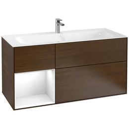 Villeroy & Boch Villeroy und Boch Finion Waschtischunterschrank G060GFGN 119,6x59,1cm, Emotion, Regal links Glossy white lacquer, Walnut veneer