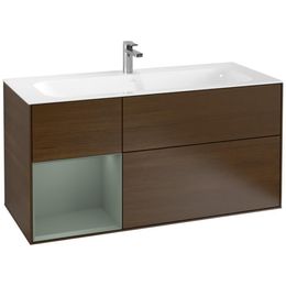 Villeroy & Boch Villeroy und Boch Finion Waschtischunterschrank G060GMGN 119,6x59,1cm, Emotion, Regal links Olive Matt Lacquer, Walnut veneer