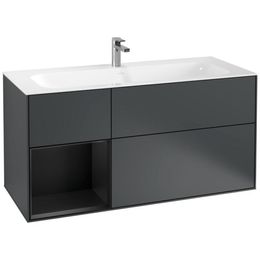 Villeroy & Boch Villeroy und Boch Finion Waschtischunterschrank G060PDHG 119,6x59,1cm, Emotion, Regal links Black matt lacquer, Midnight Blue Matt Lacquer