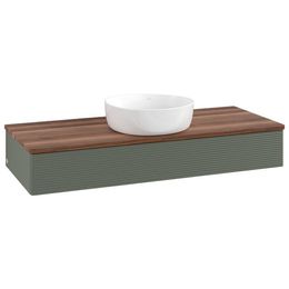 Villeroy & Boch Villeroy und Boch Antao Waschtisch-Unterschrank L10112HL 120x19x50cm, Waschbeckenplattenfarbe warm walnut, leaf green matt lacquer