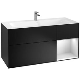Villeroy & Boch Villeroy und Boch Finion Waschtischunterschrank G070MTPD 119,6x59,1cm, Emotion, Regal rechts White matt lacquer, Black matt lacquer