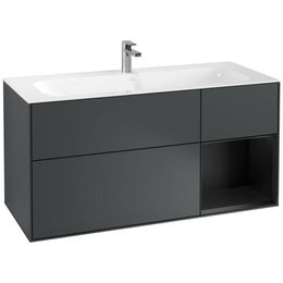 Villeroy & Boch Villeroy und Boch Finion Waschtischunterschrank G070PDHG 119,6x59,1cm, Emotion, Regal rechts Black matt lacquer, Midnight Blue Matt Lacquer