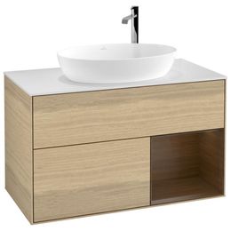 Villeroy & Boch Villeroy und Boch Finion Waschtischunterschrank G901GNPC 100cm, Abdeckplatte white matt, Emotion, Regale Walnut Veneer, Oak Veneer
