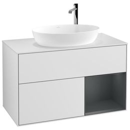 Villeroy & Boch Villeroy und Boch Finion Waschtischunterschrank G901HGMT 100cm, Abdeckplatte white matt, Emotion, Regale Midnight matt lacquer, White matt lacquer