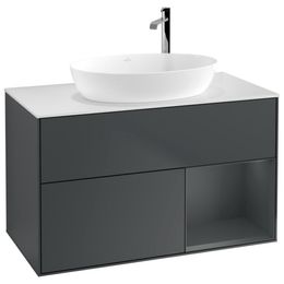 Villeroy & Boch Villeroy und Boch Finion Waschtischunterschrank G901HGHG 100cm, Abdeckplatte white matt, Emotion, Regale Midnight matt lacquer, Midnight Blue Matt Lacquer