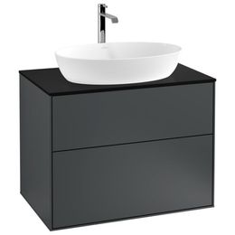 Villeroy & Boch Villeroy und Boch Finion Waschtischunterschrank G75200HG 80x60,3cm, Emotion, Abdeckplatte black matt, Midnight Blue Matt Lacquer