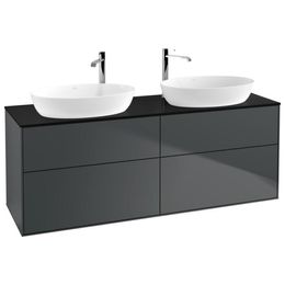 Villeroy & Boch Villeroy und Boch Finion Waschtischunterschrank G96200HG 160x60,3cm, Emotion, Abdeckplatte black matt, Midnight Blue Matt Lacquer