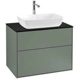 Villeroy & Boch Villeroy und Boch Finion Waschtischunterschrank F75200GM 80x60,3cm, Abdeckplatte black matt, Olive Matt Lacquer
