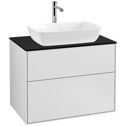 Villeroy & Boch Villeroy und Boch Finion Waschtischunterschrank F75200MT 80x60,3cm, Abdeckplatte black matt, White matt lacquer