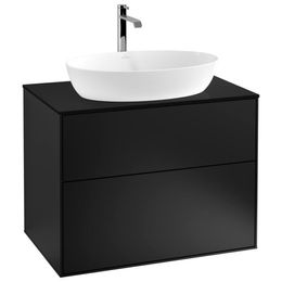 Villeroy & Boch Villeroy und Boch Finion Waschtischunterschrank G75200PD 80x60,3cm, Emotion, Abdeckplatte black matt, Black matt lacquer
