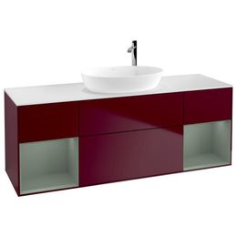 Villeroy & Boch Villeroy und Boch Finion Waschtischunterschrank F981GMHB 160cm, Abdeckplatte white matt, Regale Olive matt lacquer, Peony Matt