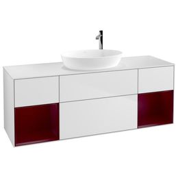 Villeroy & Boch Villeroy und Boch Finion Waschtischunterschrank F981HBMT 160cm, Abdeckplatte white matt, Regale Peony matt lacquer, White matt lacquer