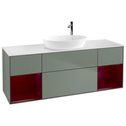 Villeroy & Boch Villeroy und Boch Finion Waschtischunterschrank F981HBGM 160cm, Abdeckplatte white matt, Regale Peony matt lacquer, Olive Matt Lacquer