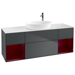 Villeroy & Boch Villeroy und Boch Finion Waschtischunterschrank F981HBHG 160cm, Abdeckplatte white matt, Regale Peony matt lacquer, Midnight Blue Matt Lacquer
