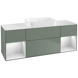 Villeroy & Boch Villeroy und Boch Finion Waschtischunterschrank G741MTGM 160x60,3x50,1cm, Regale White matt lacquer, Olive Matt Lacquer
