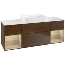 Villeroy & Boch Villeroy und Boch Finion Waschtischunterschrank G741PCGN 160x60,3x50,1cm, Regale Oak Veneer, Walnut veneer