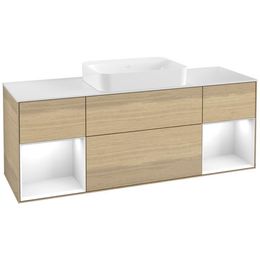 Villeroy & Boch Villeroy und Boch Finion Waschtischunterschrank G741GFPC 160x60,3x50,1cm, Regale Glossy white lacquer, Oak Veneer