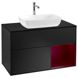 Villeroy & Boch Villeroy und Boch Finion Waschtischunterschrank G782HBPD 100cm, Abdeckplatte black matt, Emotion, Regale Peony matt lacquer, Black matt lacquer