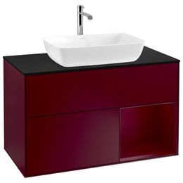 Villeroy & Boch Villeroy und Boch Finion Waschtischunterschrank G782HBHB 100cm, Abdeckplatte black matt, Emotion, Regale Peony matt lacquer, Peony Matt