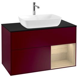 Villeroy & Boch Villeroy und Boch Finion Waschtischunterschrank G782PCHB 100cm, Abdeckplatte black matt, Emotion, Regale Oak Veneer, Peony Matt