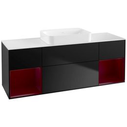 Villeroy & Boch Villeroy und Boch Finion Waschtischunterschrank G741HBPD 160x60,3x50,1cm, Regale Peony matt lacquer, Black matt lacquer
