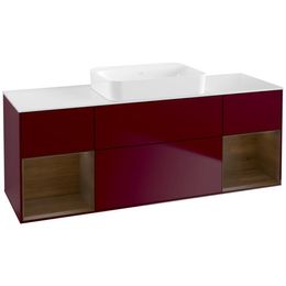 Villeroy & Boch Villeroy und Boch Finion Waschtischunterschrank G741GNHB 160x60,3x50,1cm, Regale Walnut veneer, Peony Matt