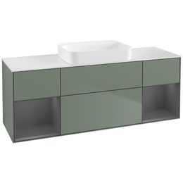 Villeroy & Boch Villeroy und Boch Finion Waschtischunterschrank G741GKGM 160x60,3x50,1cm, Regale Anthracite matt lacquer, Olive Matt Lacquer