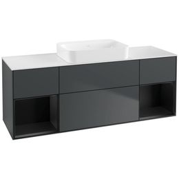 Villeroy & Boch Villeroy und Boch Finion Waschtischunterschrank G741PDHG 160x60,3x50,1cm, Regale Black matt lacquer, Midnight Blue Matt Lacquer