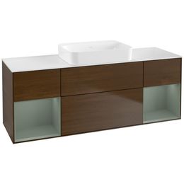 Villeroy & Boch Villeroy und Boch Finion Waschtischunterschrank G741GMGN 160x60,3x50,1cm, Regale Olive matt lacquer, Walnut veneer