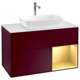 Villeroy & Boch Villeroy und Boch Finion Waschtischunterschrank G781HFHB 100cm, Abdeckplatte white matt, Emotion, Regale Gold matt lacquer, Peony Matt