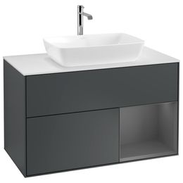 Villeroy & Boch Villeroy und Boch Finion Waschtischunterschrank G781GKHG 100cm, Abdeckplatte white matt, Emotion, Regale Anthracite matt lacquer, Midnight Blue Matt Lacquer