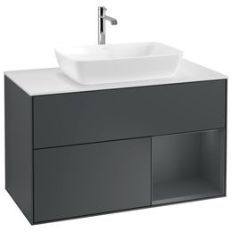 Villeroy & Boch Villeroy und Boch Finion Waschtischunterschrank G781HGHG 100cm, Abdeckplatte white matt, Emotion, Regale Midnight matt lacquer, Midnight Blue Matt Lacquer