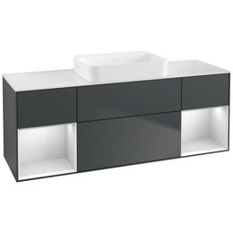 Villeroy & Boch Villeroy und Boch Finion Waschtischunterschrank G741MTHG 160x60,3x50,1cm, Regale White matt lacquer, Midnight Blue Matt Lacquer